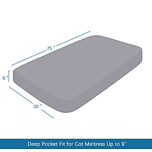 SPRINGSPIRIT Cot Sheets 30" x 75" x 9", 4 Piece Cot Sheet Set, Cot Size Fitted Sheets with Narrow Twin/Camp Bunk/Rvs Bunk/Guest Beds/Trifold Mattress, Grey