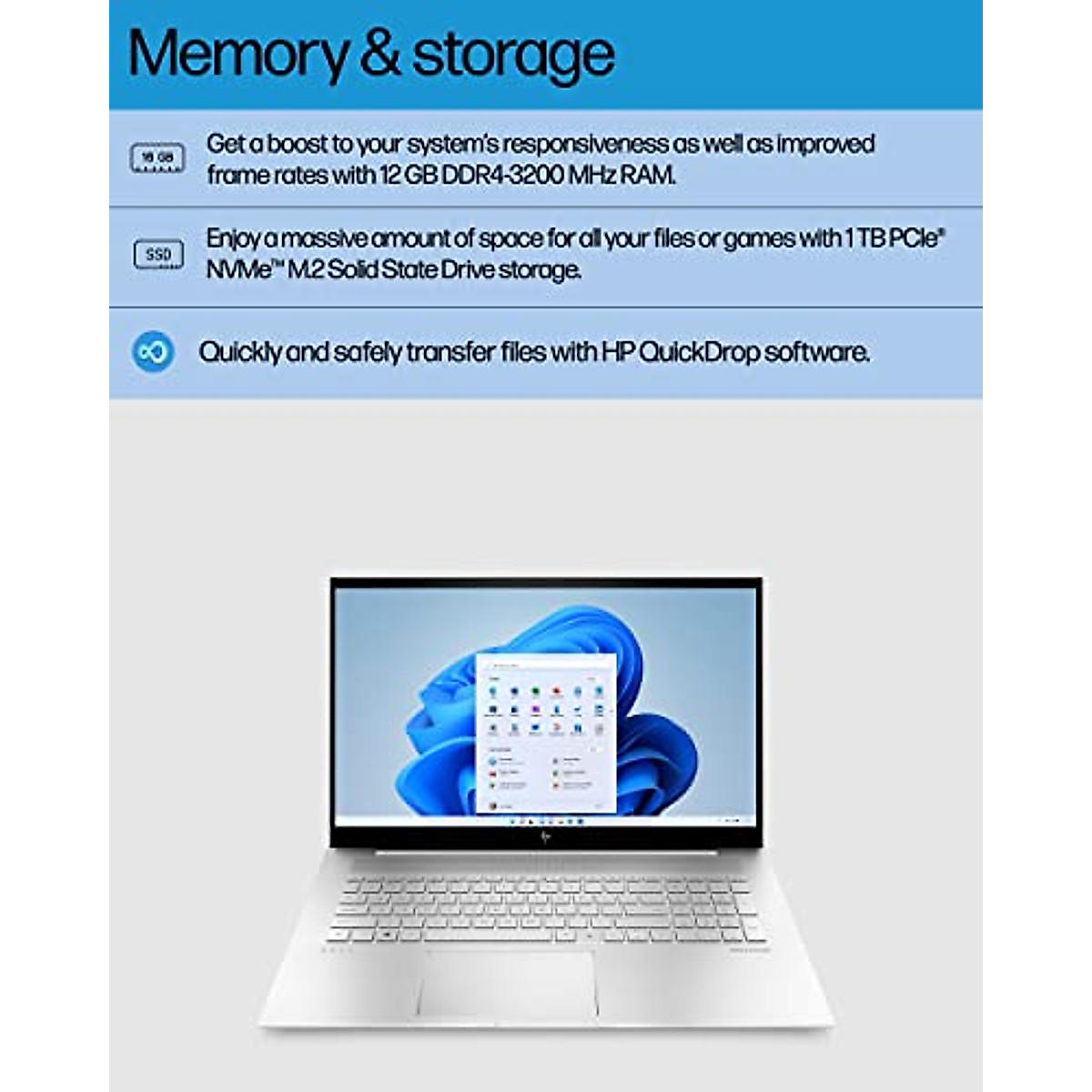 HP Envy Laptop, Intel Core i7-1255U Processor, Intel Iris Xe Graphics, 12 GB RAM Memory, Windows 11 Home Operating System, (17-ch2010, Natural Silver)
