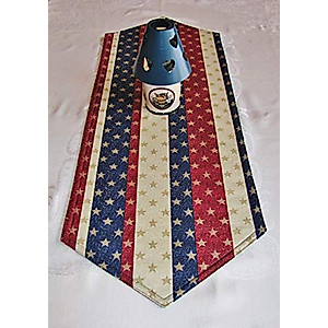 Stars & Stripes Patriotic Tea Towels (Set of 2) Made In USA 28" x 18" Patriotic Red Off-White Blue w/Glitter and Stars 100% Cotton