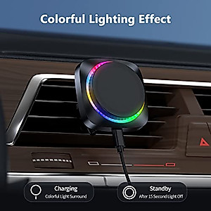 YACAISI Magnetic Wireless Car Charger Mount Mag Safe Car Charger for iPhone 14/13/12 Series Phones Charging Air Vent Magnet Car Phone Mount Holder for Caseless, Magnetic Cases and Mag Safe Case