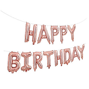 Fecedy Rose Gold Hanging Happy Birthday Balloons for party decorations (Rose Gold)