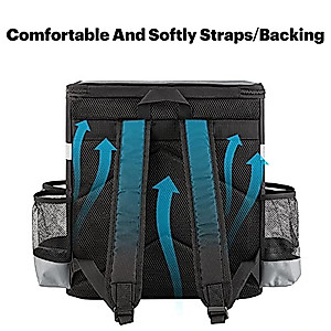 Thermal Food Delivery Backpack w/Cup Holders Insulated Pizza Delivery Bag Mesh Pocket and Receipt Window Waterproof Cooler Bag for Outdoors,Doordash, Uber, Postmates, Instacart