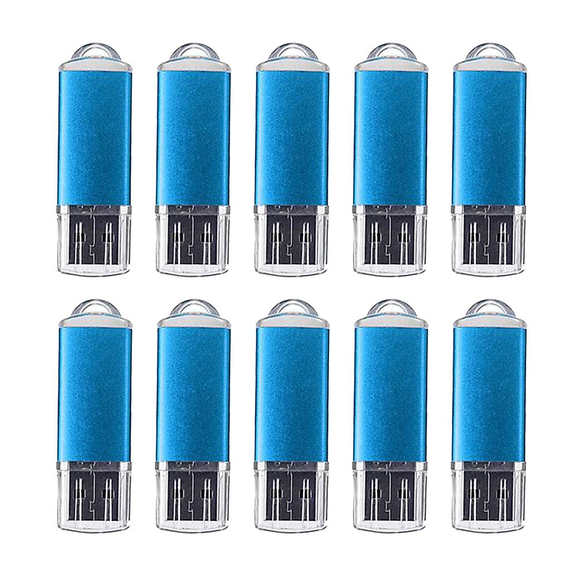 USB Flash Drive Pack of 10 Thumb Drives Bulk, Metal USB 2.0 Memory Sticks Swivel Pen Drive U Disk (10PCS - 128MB)