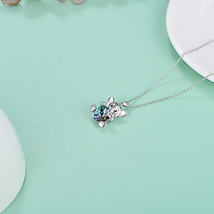 AOBOCO Elephant Necklace Sterling Silver Lucky Elephant Heart Pendant Cute Animal Elephant Jewelry Gift for Women Daughter Girlfriend