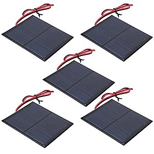 5Pcs Mini Solar Panel, DC 5.5V Solar Power Module 160mA Mini Solar Power Supply Board with 30CM Red and Black Wire