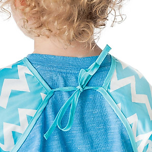 Bumkins Sleeved Bib for Girl or Boy, Baby and Toddler for 6-24 Months, Essential Must Have for Eating, Feeding, Baby Led Weaning Supplies, Long Sleeve Mess Saving Food Catcher, Hearts Black and White