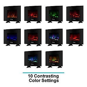 e-Flame USA Sundance Curved Wall Mounted or Freestanding LED Electric Fireplace with Remote - Adjustable, Timer, Remote - 22-inch