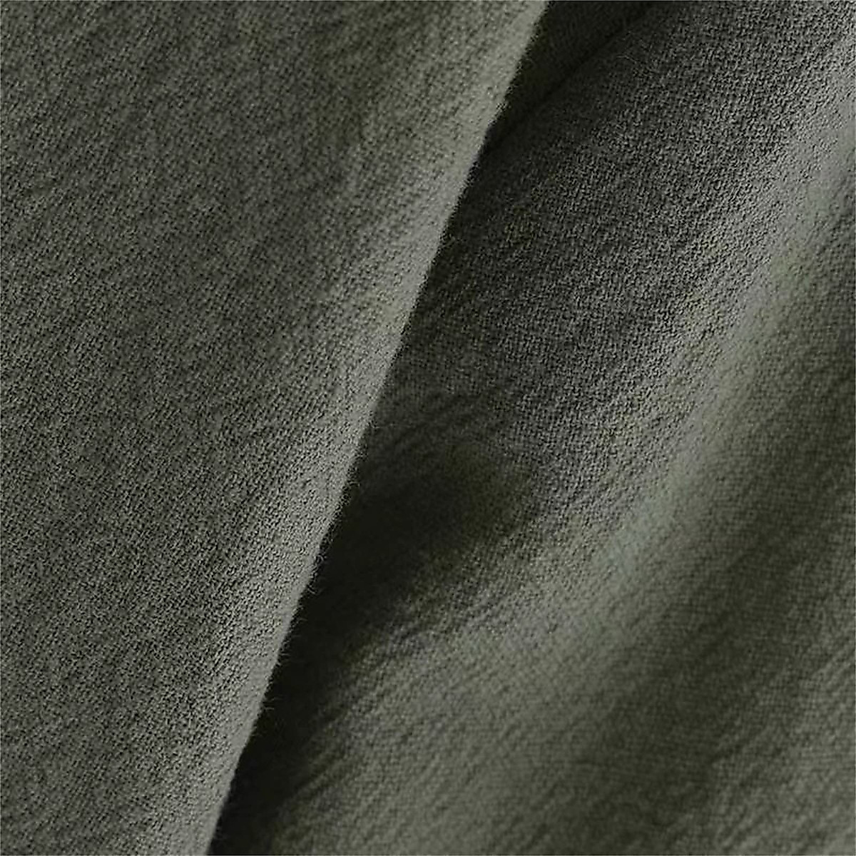 A Line Summer Dresses for Women 2023 Women Long Sleeve O Neck Solid Literary Retro Casual Dress with Pockets Army Green