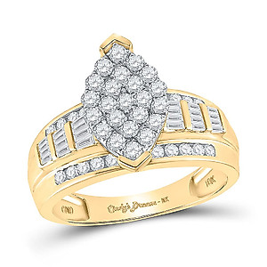 The Diamond Deal 10kt Yellow Gold Round Diamond Oval Bridal Wedding Engagement Ring 1 Cttw