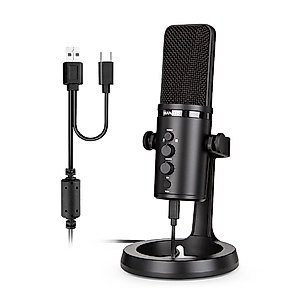 MANAYO USB Condenser Microphone for Recording, podcasting, Streaming and Gaming. Professional USB/USB-c mic for Computer, Laptop, Phone and Mac, Plug and Play, Cardoid & Bi-Directional Mode.