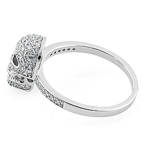 Sterling Silver 925 Skull Head Ring Unisex Bikers Ring with CZ Stones Sparkly Gothic Ring for Women (6)