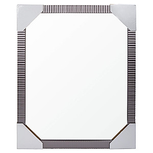 Truu Design Decorative Ridged Metallic Rectangular Wall Mirror, 16 x 20 inches, Grey