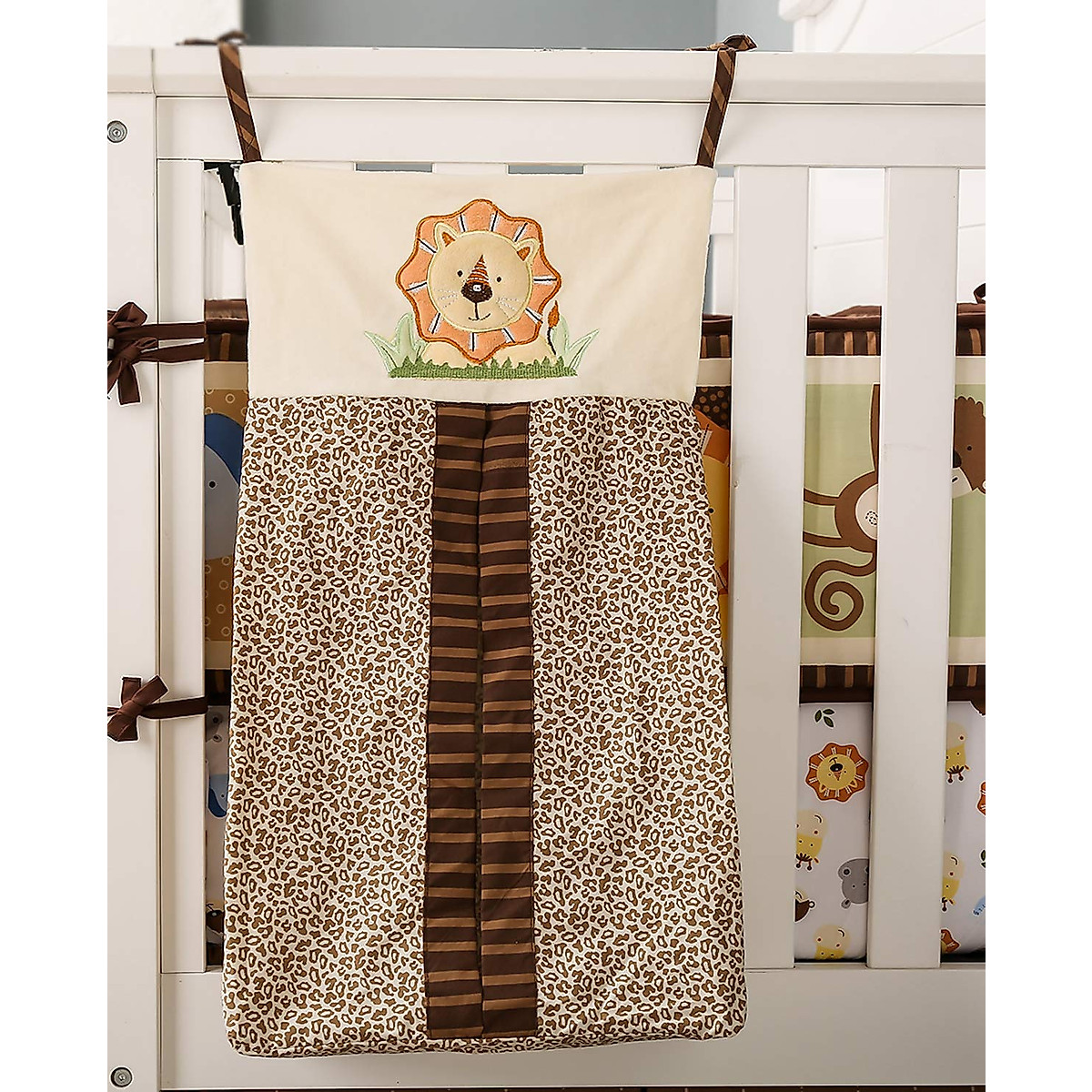 CribMATE African Lion Themed Diaper Organizer (Golden-Brown, Animal Print)
