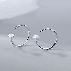 Minimalist Dot Half Hoop Earrings Sterling Silver 925 for Women Fashion Small Huggie Hoops Ear Cuffs Cartilage Tragus Earring Ears Piercing Jewelry Hypoallergenic (Silver)