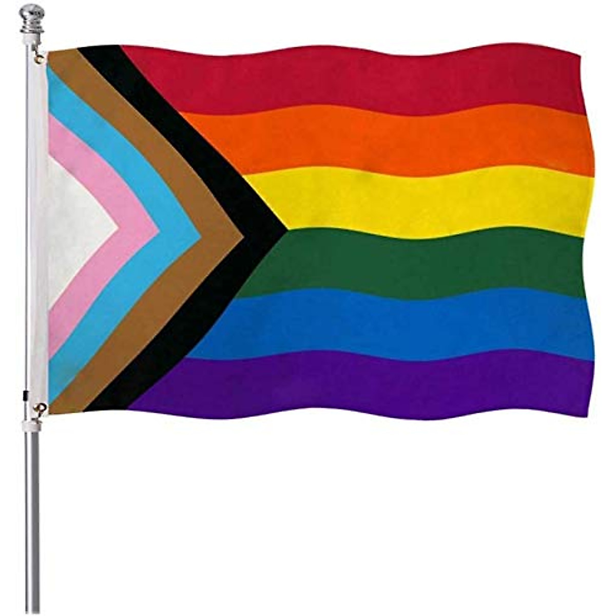 ENMOON Progress Pride Flag Rainbow Vibrant Colors(3’x 5’, Poly,1 Pack) Perfect for Showing Your Pride LGTBQ Community Support