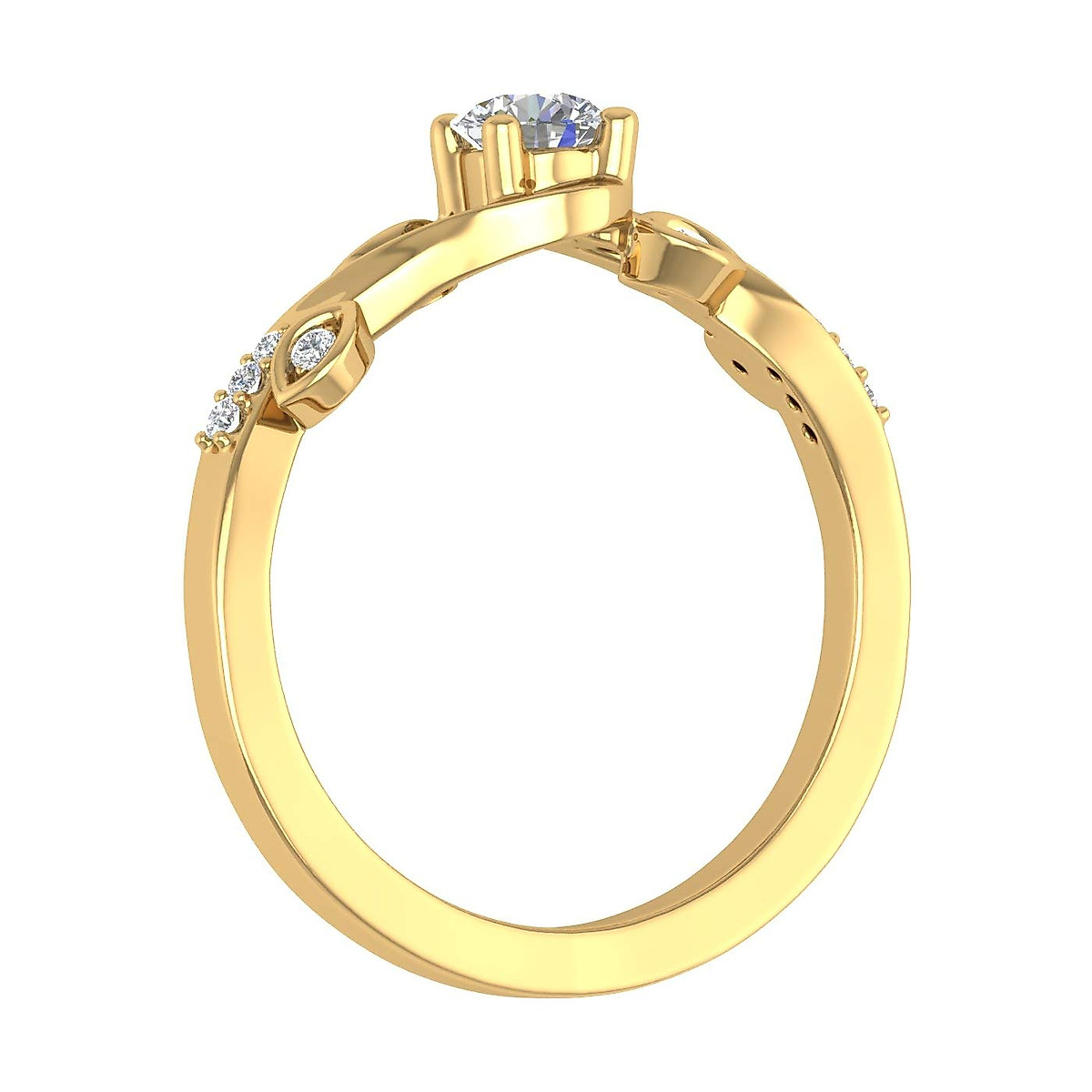FINEROCK 1/5 Carat Diamond Engagement Rings in 14K Yellow Gold (Ring Size 5) (I1-I2 Clarity)