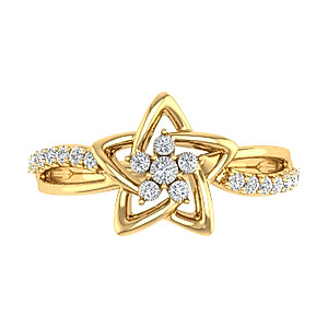 0.15 Carat Diamond Star Shaped Ring in 10K Yellow Gold (Ring Size 8.75) (I1-I2 Clarity)