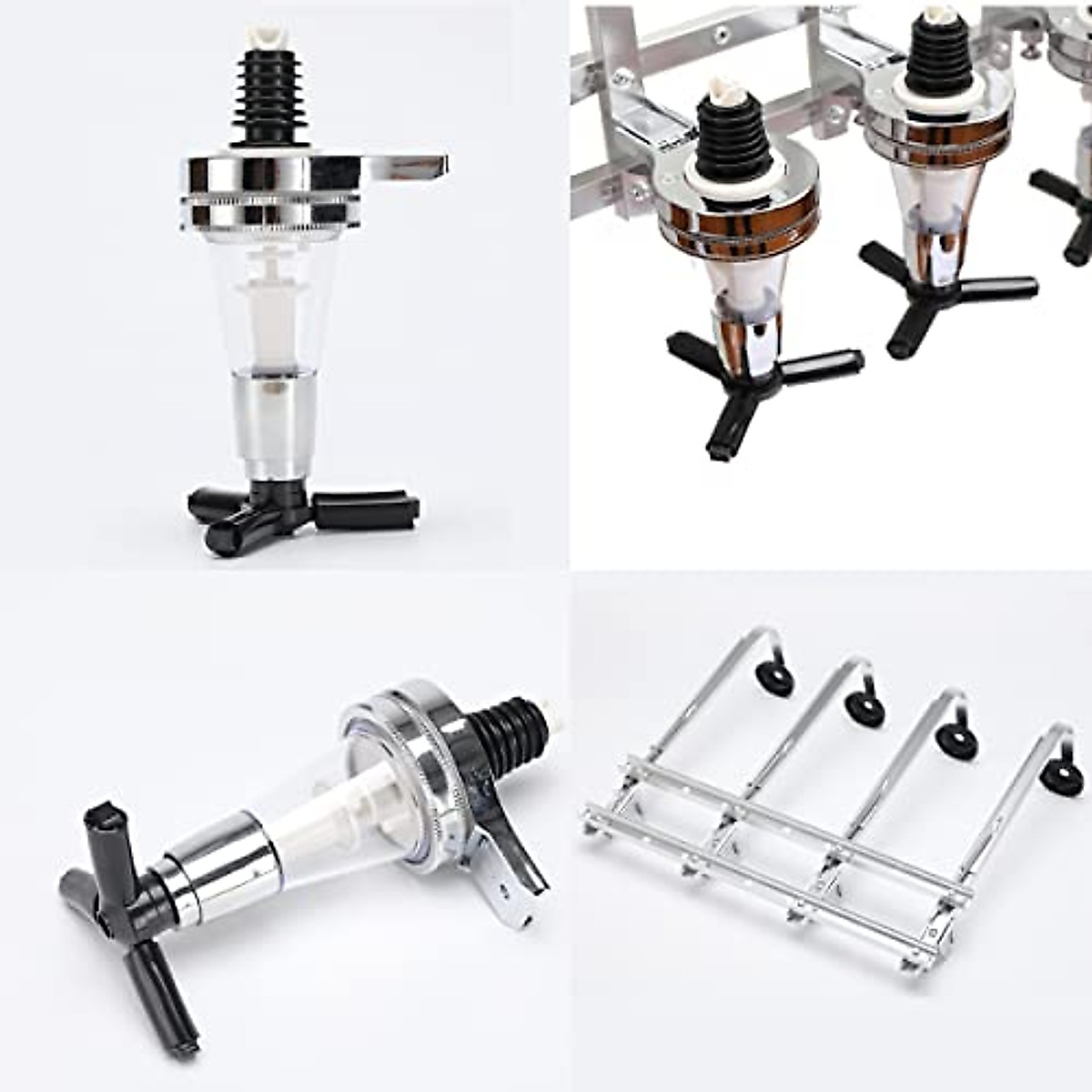 Lfhelper Wall Mounted Liquor alcohol Dispenser 6-Bottle for Bar/Home Party Use Fit Wine Cocktail Alcohol Drink Beverage Juice, Aluminum Alloy&ABS