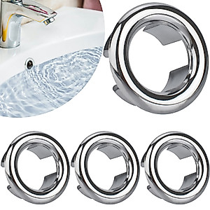 4 Pack Sink Overflow Ring Bathroom Sink Overflow Trim Ring Round Hole Cover for Bathroom Kitchen Sink Basin Trim Overflow Cover