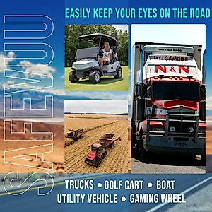 SafeVuu Patented Rotating Phone Mount, Steering Wheel Turns-Phone Does Not, Hands-Free Driving - Perfect for GPS, Trucks, Golf Carts, Utility Vehicles, Motor Coaches & More