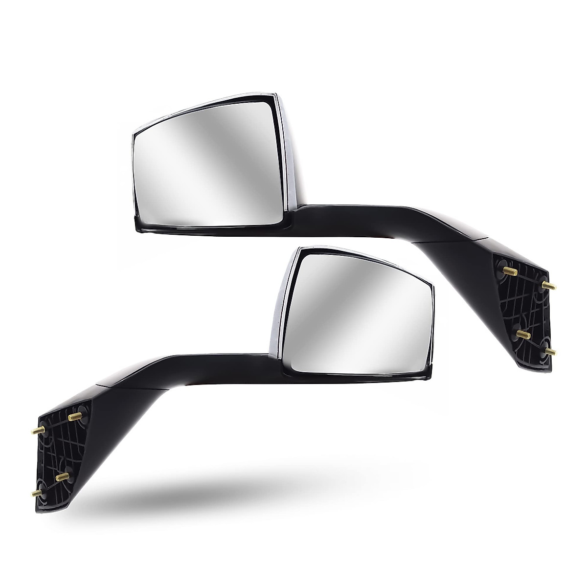 TORQUE Chrome Hood Mirror Replacement for 2004-2017 Volvo VNL Semi Trucks with Mounting Plates Driver Left Side LHD Passenger Right Side RHD (TR009-R TR009-L)