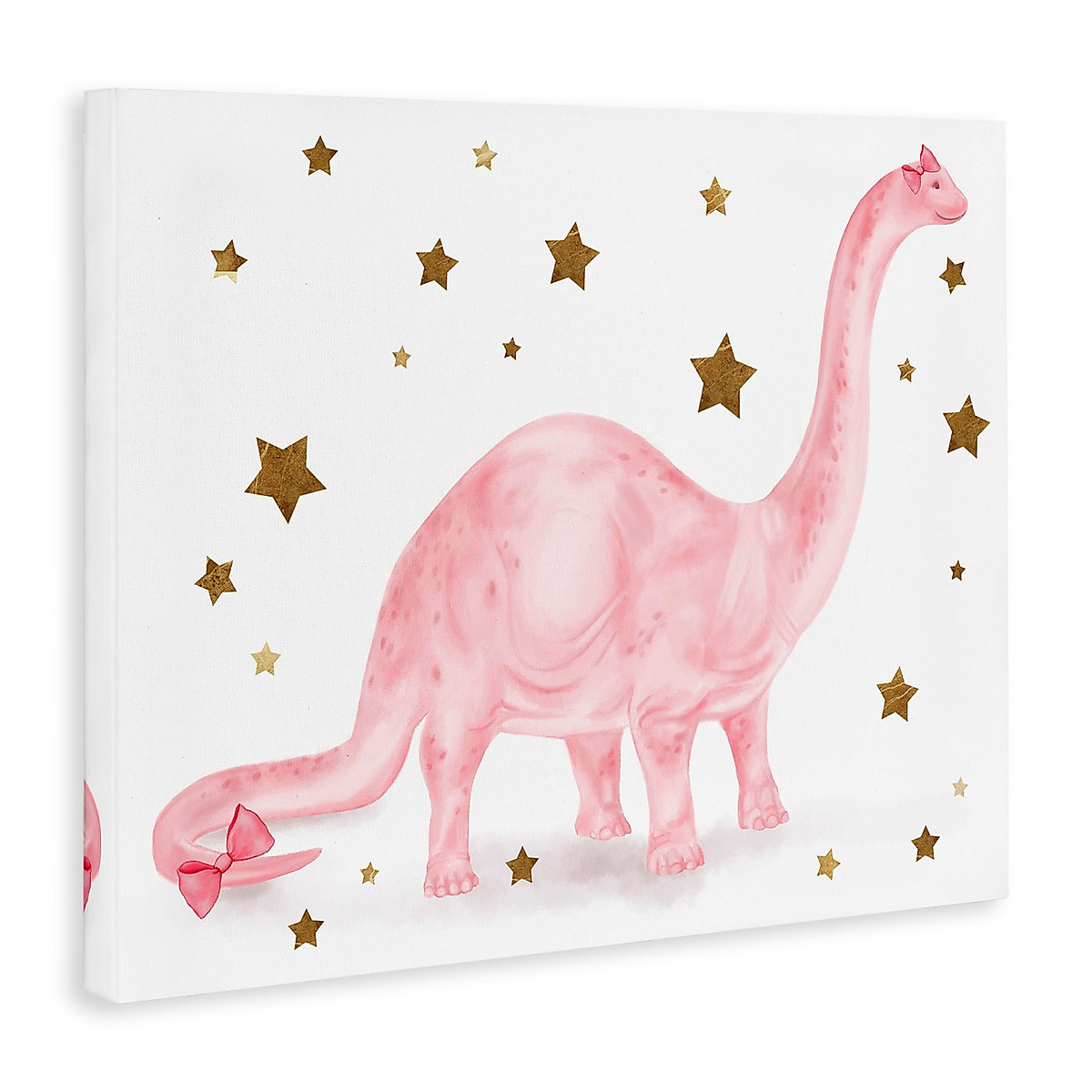 Stupell Industries Pink Dinosaur Gold Stars Kids Design, Designed by Daphne Polselli Wall Art, 16 x 1.5 x 20, Canvas