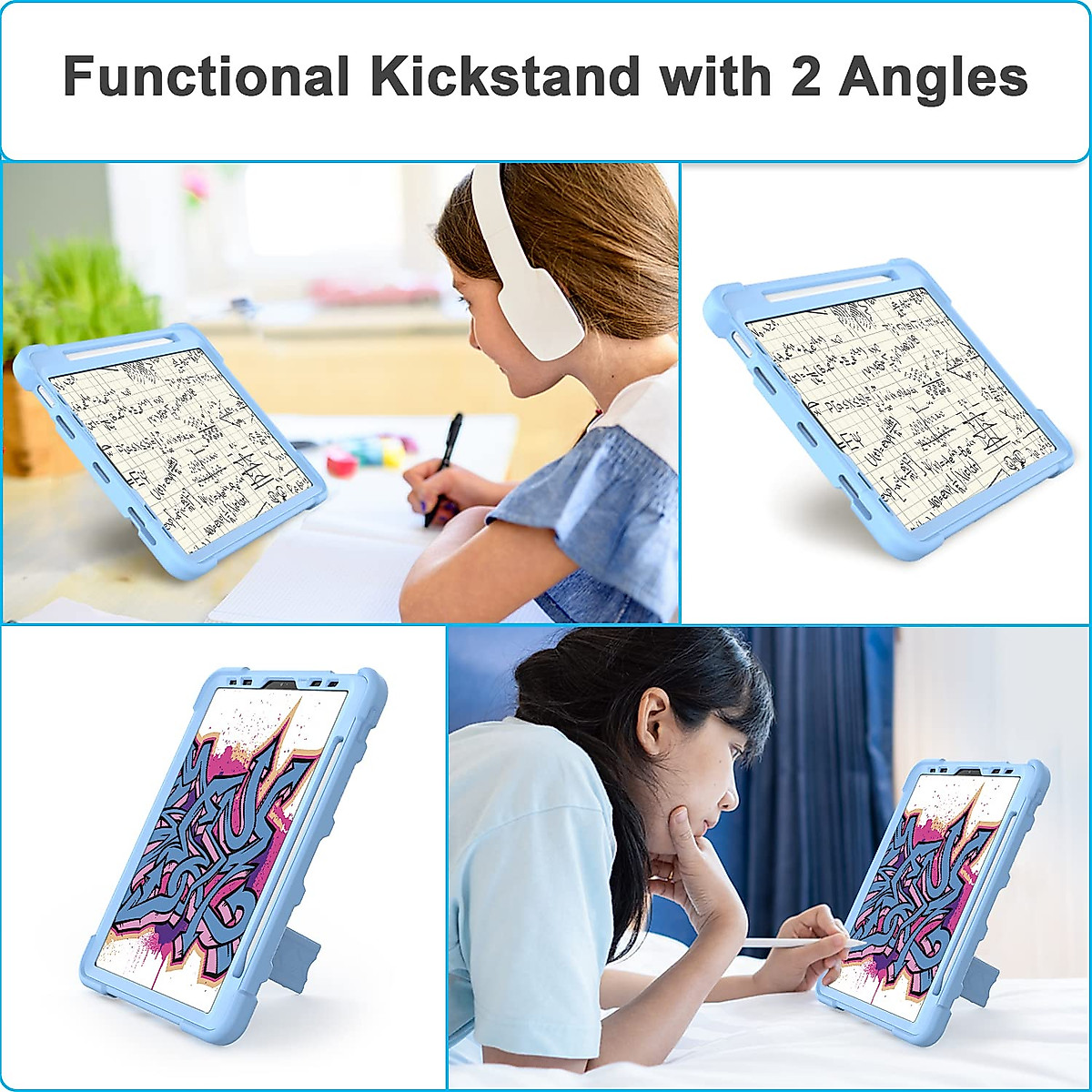 Azzsy Kids Case for iPad Air 5th / 4th Generation 10.9 Inch 2022/2020, [Support 2nd Gen Apple Pencil Charging] Heavy Duty Shockproof Rugged Protective Case for iPad Air 5/4 10.9 Inch, Sky Blue