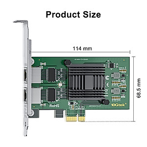 10/100/1000Mbps Gigabit Ethernet Network Interface Card (NIC) Dual Copper RJ45 Ports, with Intel 82576 Chip, Equivalent to Intel E1G42ET, PCIE 2.0 X1, Support Windows/Windows Server/Linux/VMware ESX