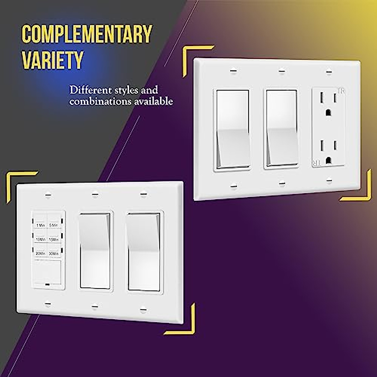 ENERLITES Decorator Light Switch or Receptacle Outlet Wall Plate, Gloss Finish, Size 3-Gang 4.50" x 6.38", Polycarbonate Thermoplastic, 8833-W, White , Standard Size , 1 Count ( Pack of 1)