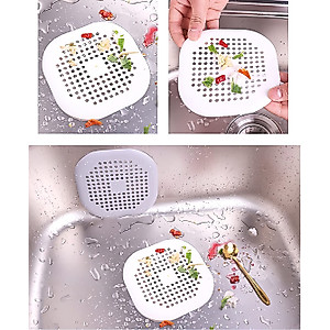 2 Pieces Shower Drain Hair Catcher Bathtub Stopper, Home Protectors with Sucker Water Trap Sink Cover for Bathroom Bathtub and Kitchen (Grey,White)
