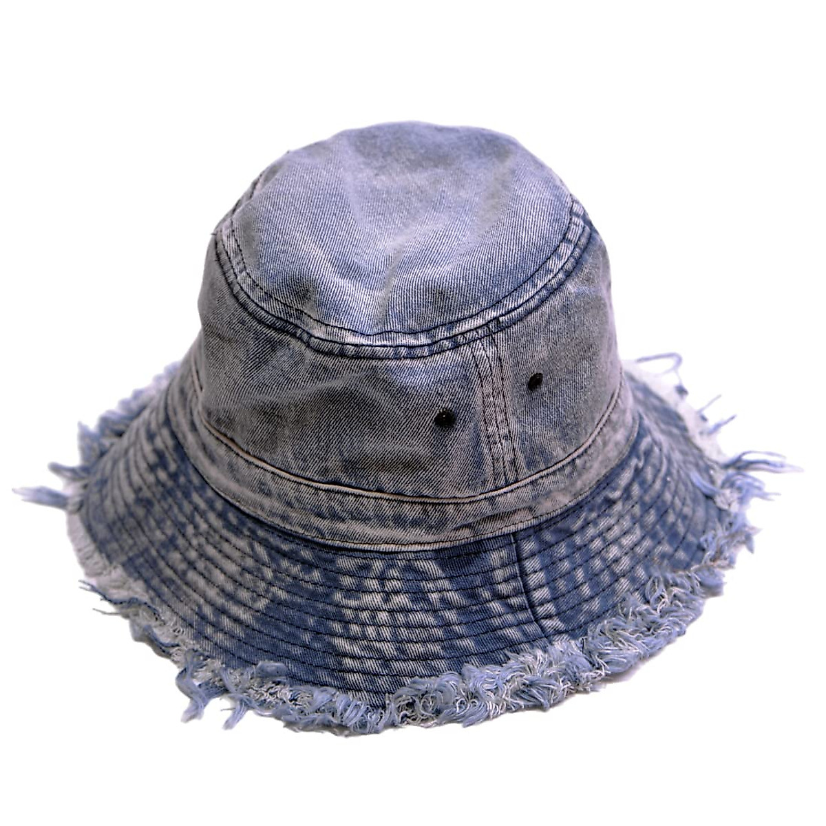 BLUEGLORY Cotton Breathable Denim Distressed Bucket Hat, Sun Hat, Hat for Men and Women (BLUL)