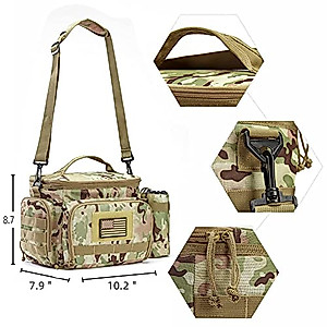 HEMEKUNST Tactical Lunch Bag for Men Insulated Lunch Box Leakproof Large Capacity with MOLLE Water Bottle Pouch and Adjustable Shoulder Starp Lunchbox for Work Picnic（Green）