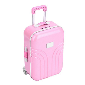 Liukouu Mini Suitcase Toy, Pink, Plastic, Rolling, Durable, for Children's Day & Birthday