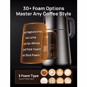 Dreo All-in-1 Milk Frother, Automatic Foam Maker for Latte Art-level Microfoam and Hot/Cold Coffee, 27oz/800ml Electric Milk Warmer with 30+ Drinks, Dishwasher Safe, Dairy/Plant-Based Milk, Star Light