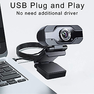 ZILINK FHD 1080P Webcam, Dual Stereo Microphone USB Webcam, Plug and Play, Privacy Cover, Widescreen and Light Correction PC Camera for Video Calls, Conference, Skype, YouTube, etc