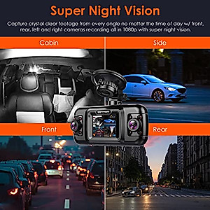 RexingUSA R4-4 Channel Dash Cam W/All Around 1080p Resolution, Wi-Fi, GPS, IR Night Vision, Parking Mode, Collision Detection, Type-C Port