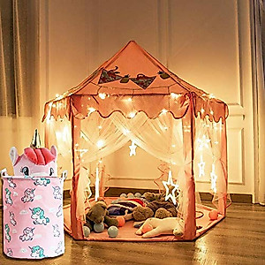 Unicorn Hampers Large Storage Baskets Canvas Kids Laundry Hampers Collapsible Home Organizer Containers for Girls Baby Nursery Room Holiday Decor, Pink