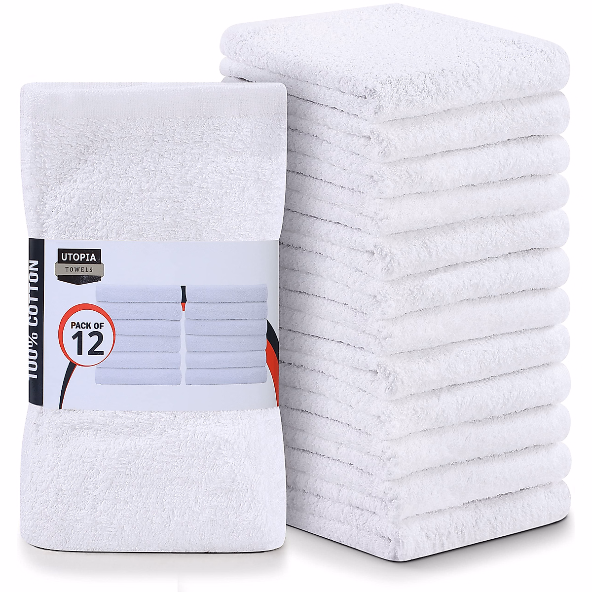 Utopia Towels Kitchen Bar Mops Towels, Pack of 12 Towels - 16 x 19 Inches, 100% Cotton Super Absorbent White Bar Towels, Multi-Purpose Cleaning Towels for Home and Kitchen Bars