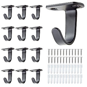 Unlorspy 12PCS Stainless Steel Under-Shelf Coat Hook with Screws Mount Ceiling Hooks Top Mount Hooks Towel/Robe Clothes Hook for Bathroom Kitchen Cabinet (Black)