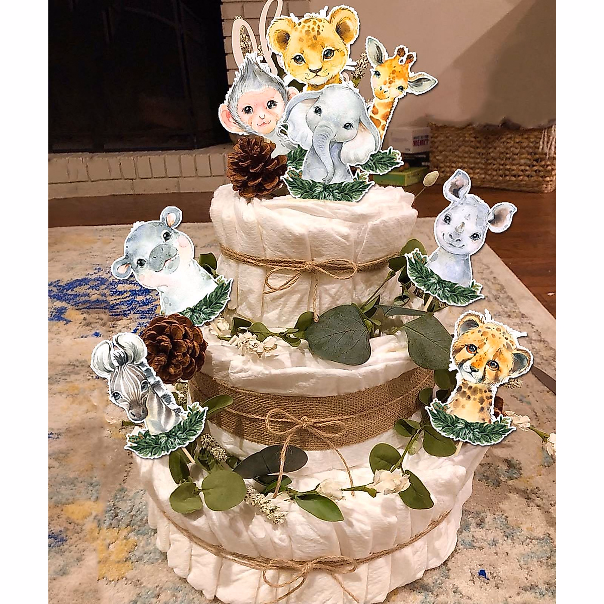 24Pcs Safari Centerpiece Sticks, Jungle Animals Baby Shower Party Decorations Table Toppers for Boys Kids, Safari Themed Party Supplies, Wild One Birthday Party Decorations