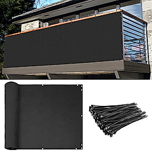 COARBOR Privacy Fence Screen Mesh for Balcony Porch Verandah Deck Terrace Patio Backyard Railing 160GSM Up to 90% Blockage 3'x221' Black