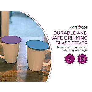 Drink Tops Tap and Seal Coffee and Tea Covers - Gently Suctions to Mugs to Keep Drinks Warmer Longer and Reduce Splashing - BPA Free Silicone Coffee Mug Cover - 4pk - Silo
