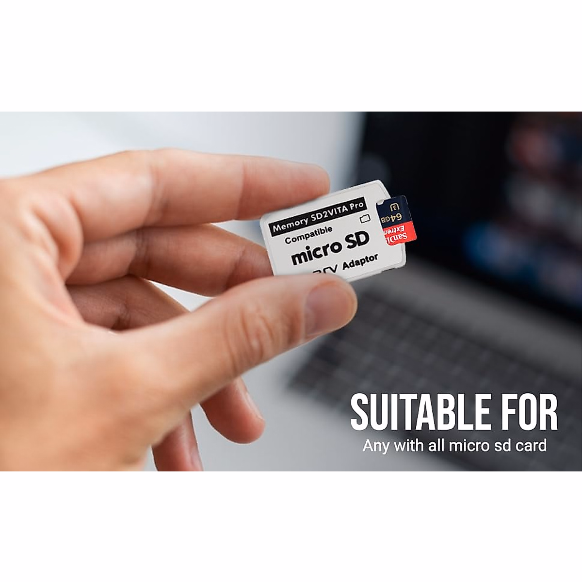 Gamer Gear SD2Vita 6.0 Memory Card Adapter, PS Vita PSVSD Micro SD Adapter PSV 1000/2000 PSTV FW 3.65 HENkaku Enso System, White, 001494