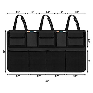 Snuopfy Car Trunk Organizer, Backseat Hanging Organizer with 9 Large Storage Bag Super Capacity -Trunk Organizer for SUV,Truck,Van -Your Space Saving Expert