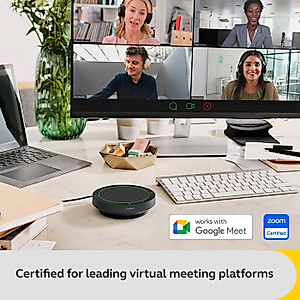 Jabra Speak2 40 Portable Speakerphone - 4 Noise-Cancelling Mics, Full-Range 50mm Portable Speaker, Wideband Audio and USB-A and USB-C Connections - Certified for Zoom and Google Meet - Dark Grey