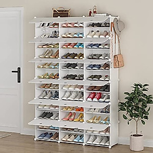 MAGINELS 72 Pair Shoe Rack Organizer Shoe Organizer Expandable Shoe Storage Cabinet Free Standing Stackable Space Saving Shoe Rack for Entryway, Hallway and Closet, White