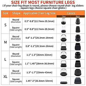 24 PCS Extra Large Clear Chair Leg Sliders for Carpet, Square Chair Glides Carpet, Teflon Furniture Pads, Chair Leg Floor Protectors Caps for Carpet, Table Chair Leg Cups Covers (Fit 1.45" - 2")
