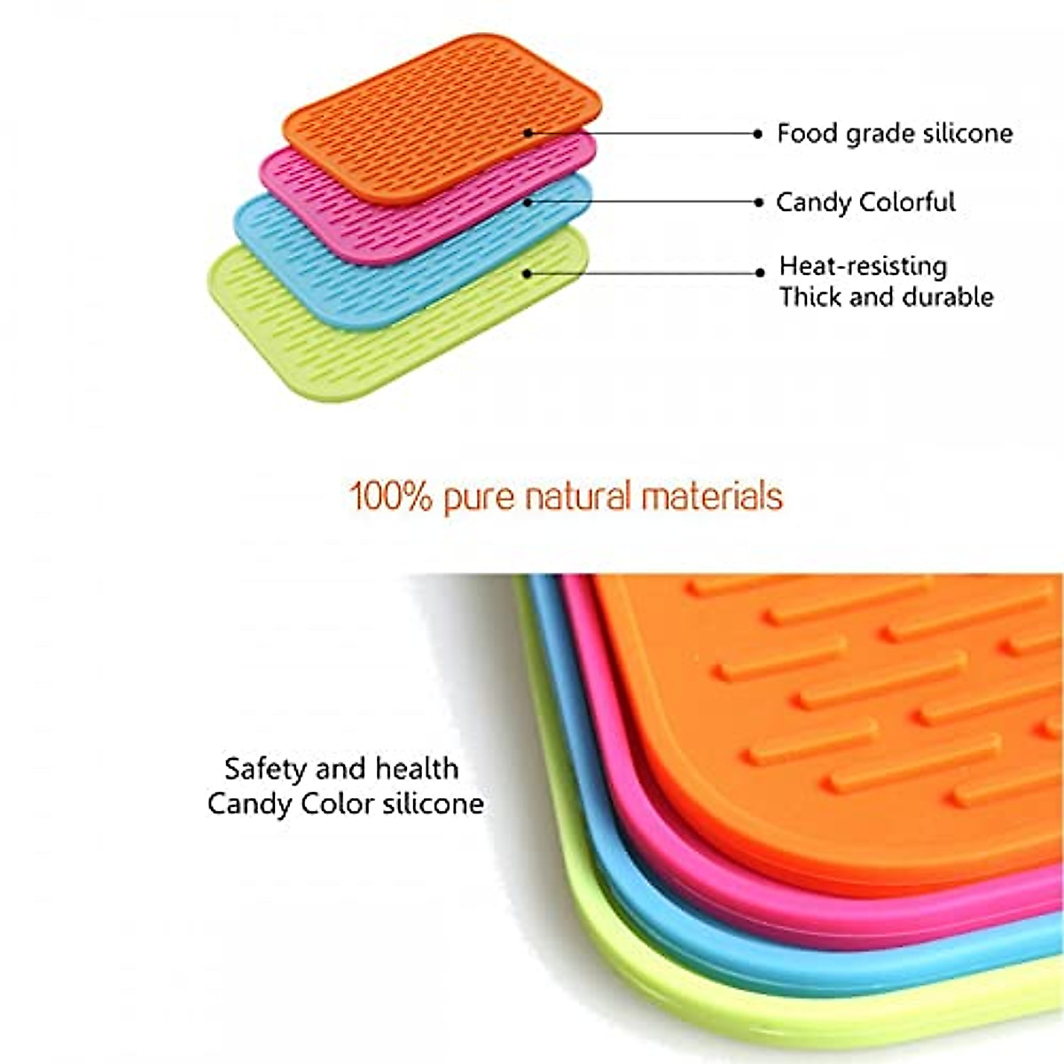 4 PCS Silicone Non-slip Mat Heat Resistant Table Placemat Kitchen Sink Dishes Cup Dry Coaster