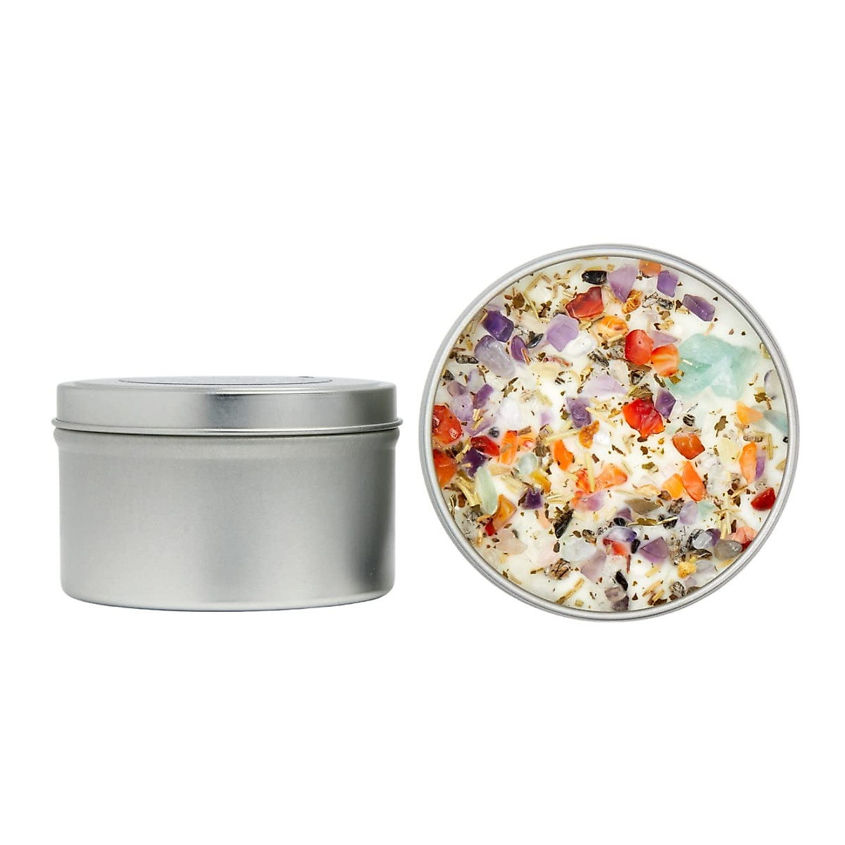 Study Buddy Candles by New Moon Beginnings - Focus, Creativity, & Concentration - Herb & Crystal Candles - Soy Candles - Aromatherapy Candles - 8oz Tin