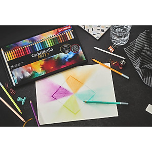 Chalk-Pastel Artist Colored Pencil - STABILO CarbOthello - ARTY+ - Tin Set of 60 Colors + Eraser, Sharpener, Blender - Watercolor Effects, Sketching, Drawing, Coloring